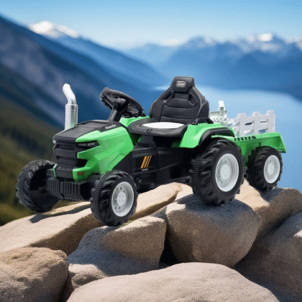 Kids Ride-On Electric Tractor with Trailer – Green - Emma Blue World Of ...