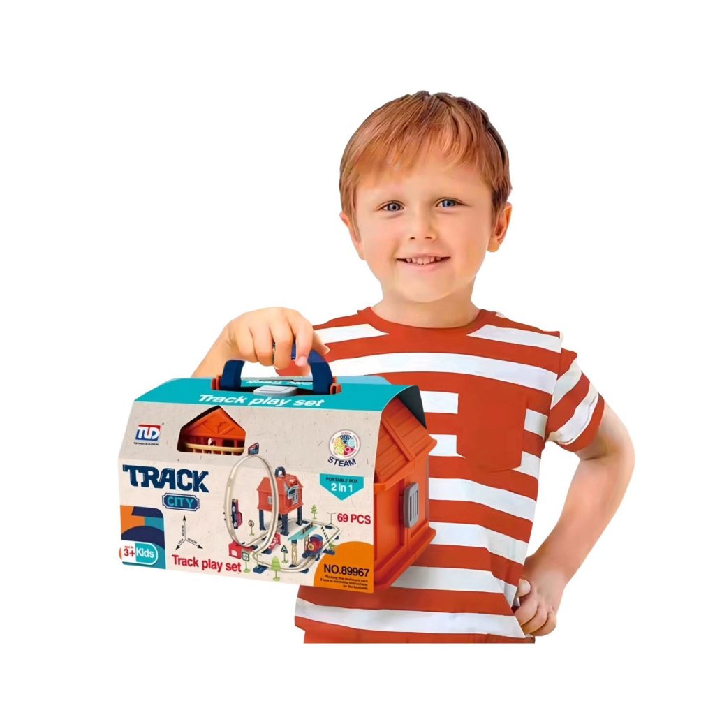 Track City Portable Track Play Set – 69 Piece STEAM Building Toy (2-in ...